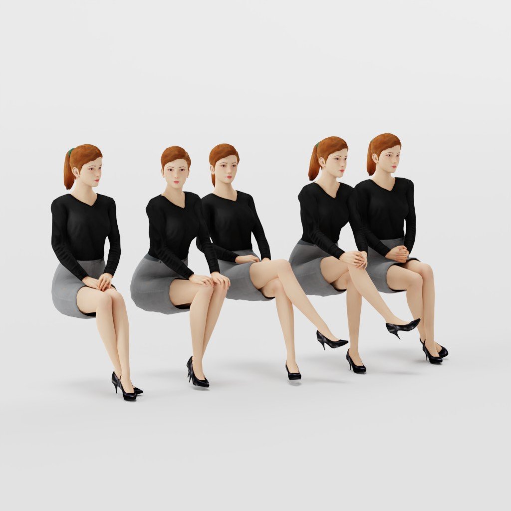 BlenderKit 3D model: Woman Casual Sit Pose 1 in category Character ...