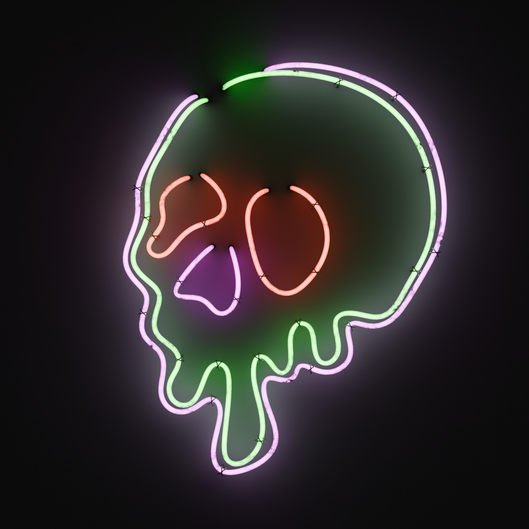 Human Skull Neon Sign | Industrial Lights models | BlenderKit