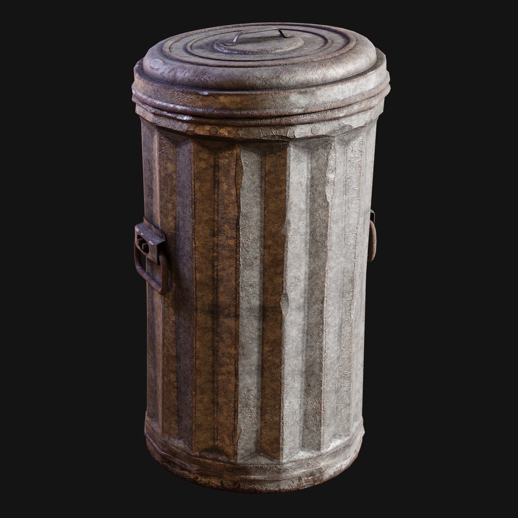 1930s Galvanized Garbage Can | Urban Environment models | BlenderKit