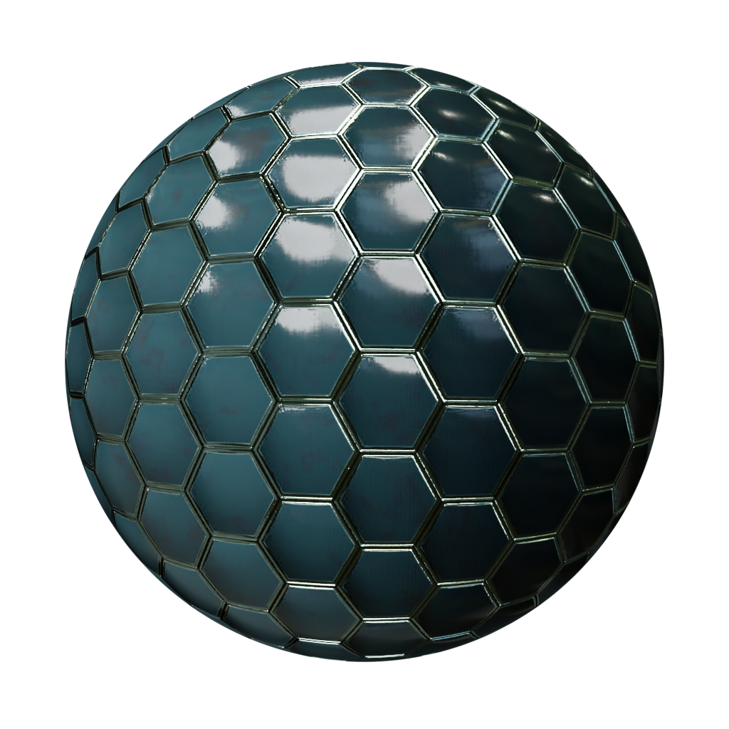Hexagonal Metal Frames Blueish | FREE tech materials | BlenderKit