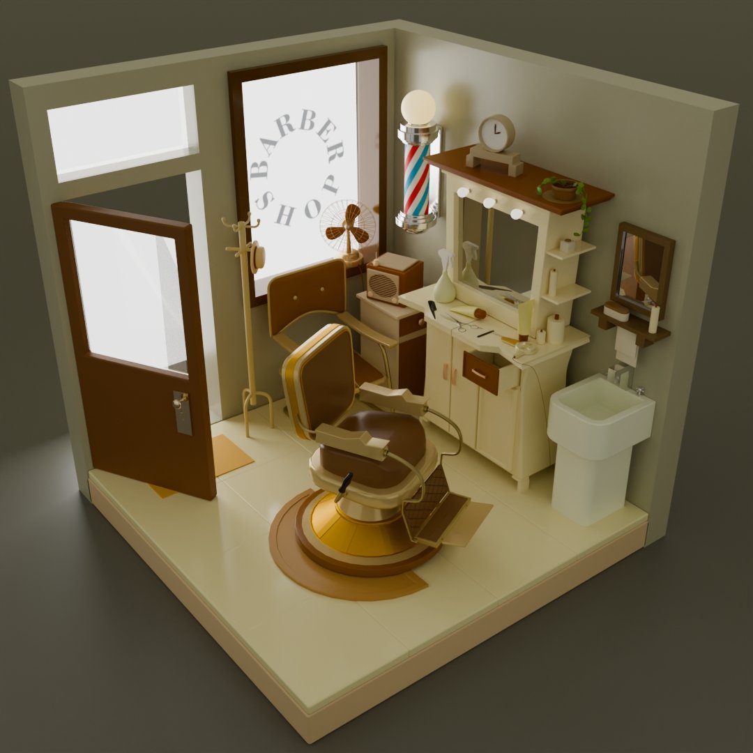 Barber shop | Interior Design models | BlenderKit