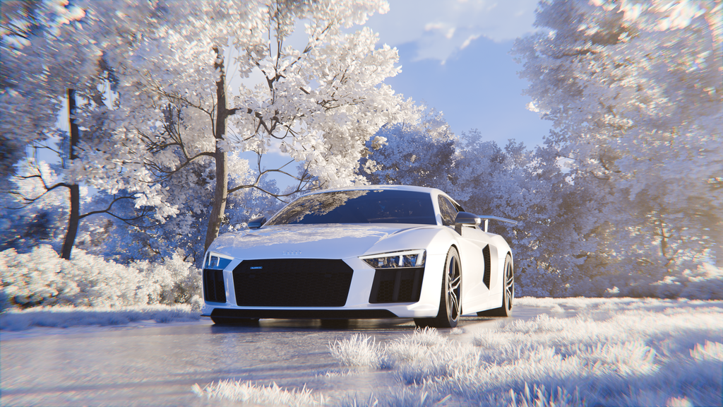 Supercar in Winter Forest | Nature scenes | BlenderKit