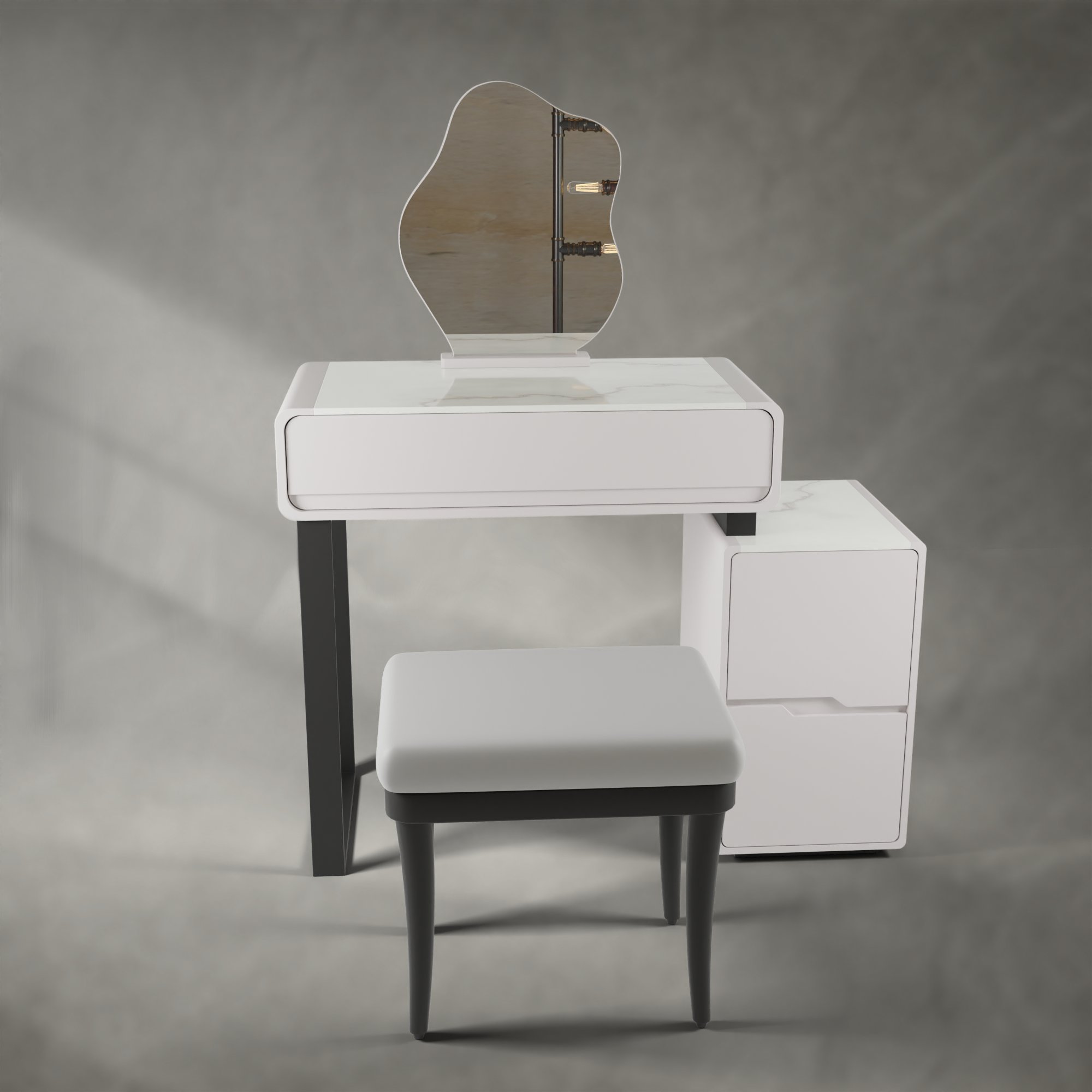 Vanity Desk with Storage Shelves | FREE Dressing Tables models | BlenderKit