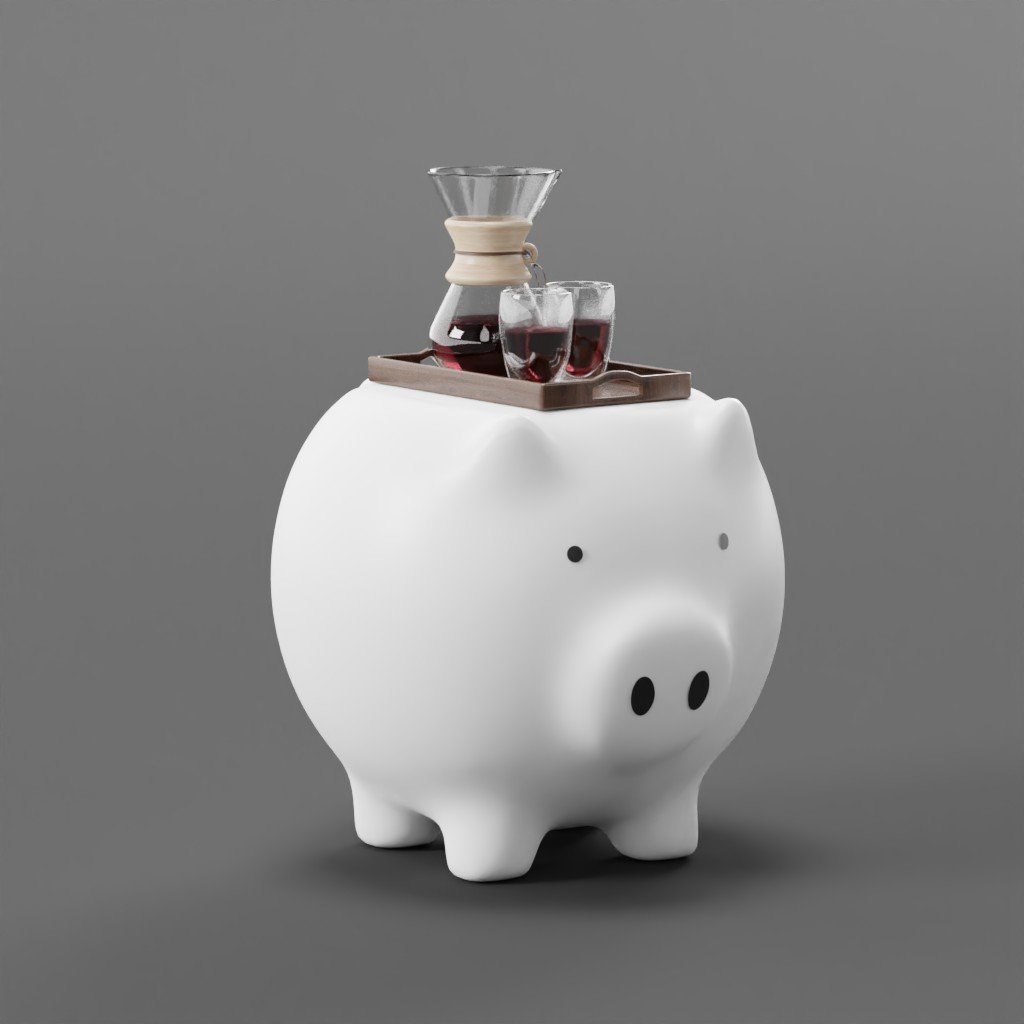 Pig Coffee Table With Chemex | Restaurant / Bar models | BlenderKit