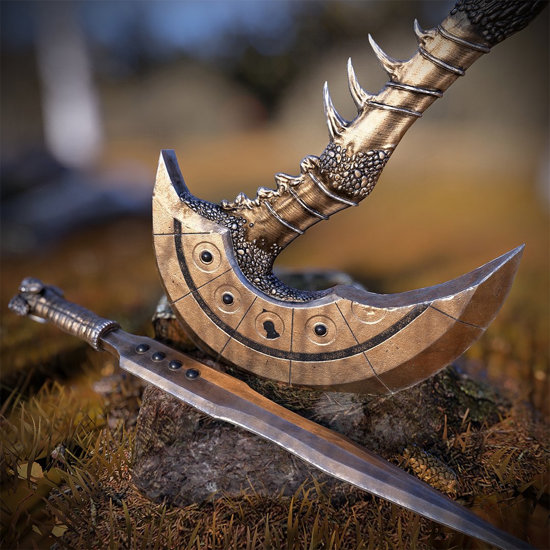 Axe & Sword | Historical Weapons models | BlenderKit
