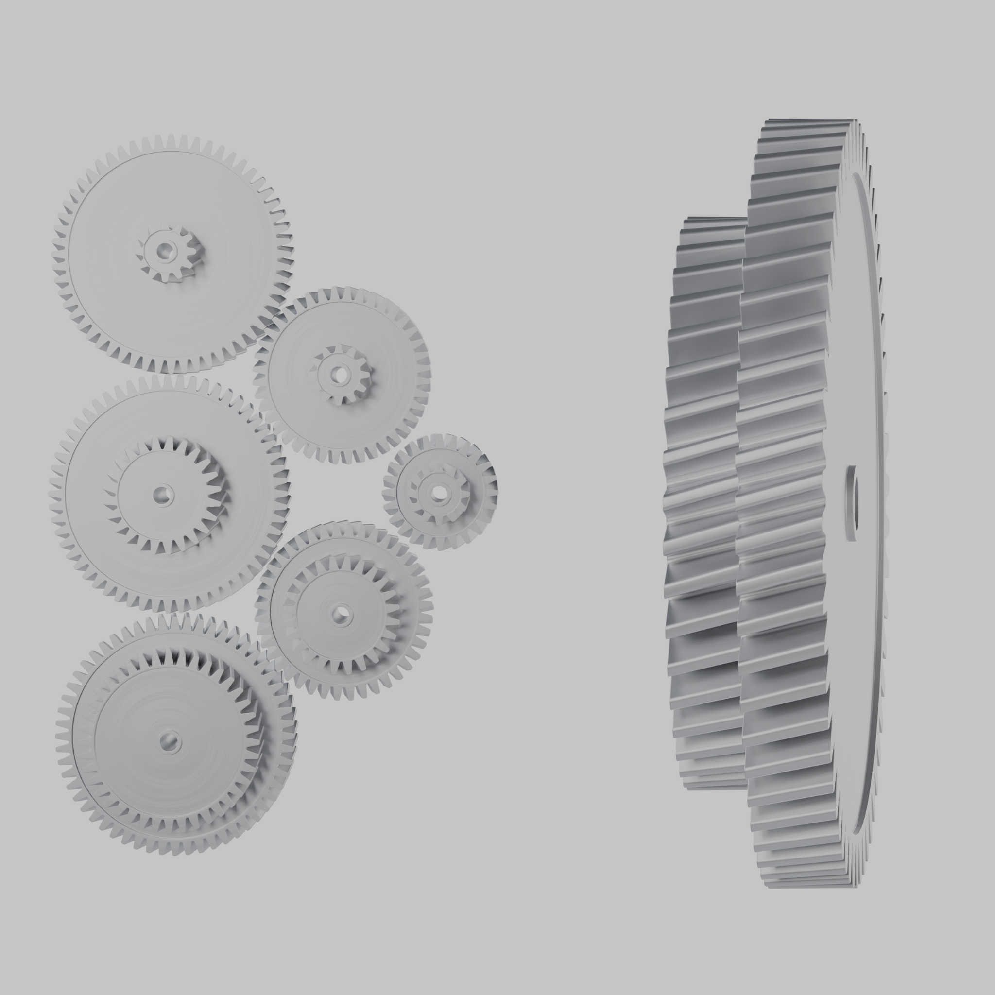 Compound Helical Gear Set | Industrial parts models | BlenderKit