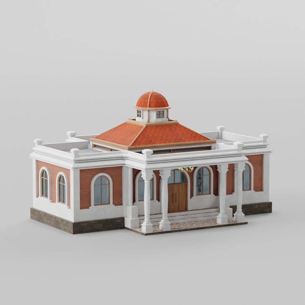 Colonial Building Lowpoly | Historic Buildings models | BlenderKit