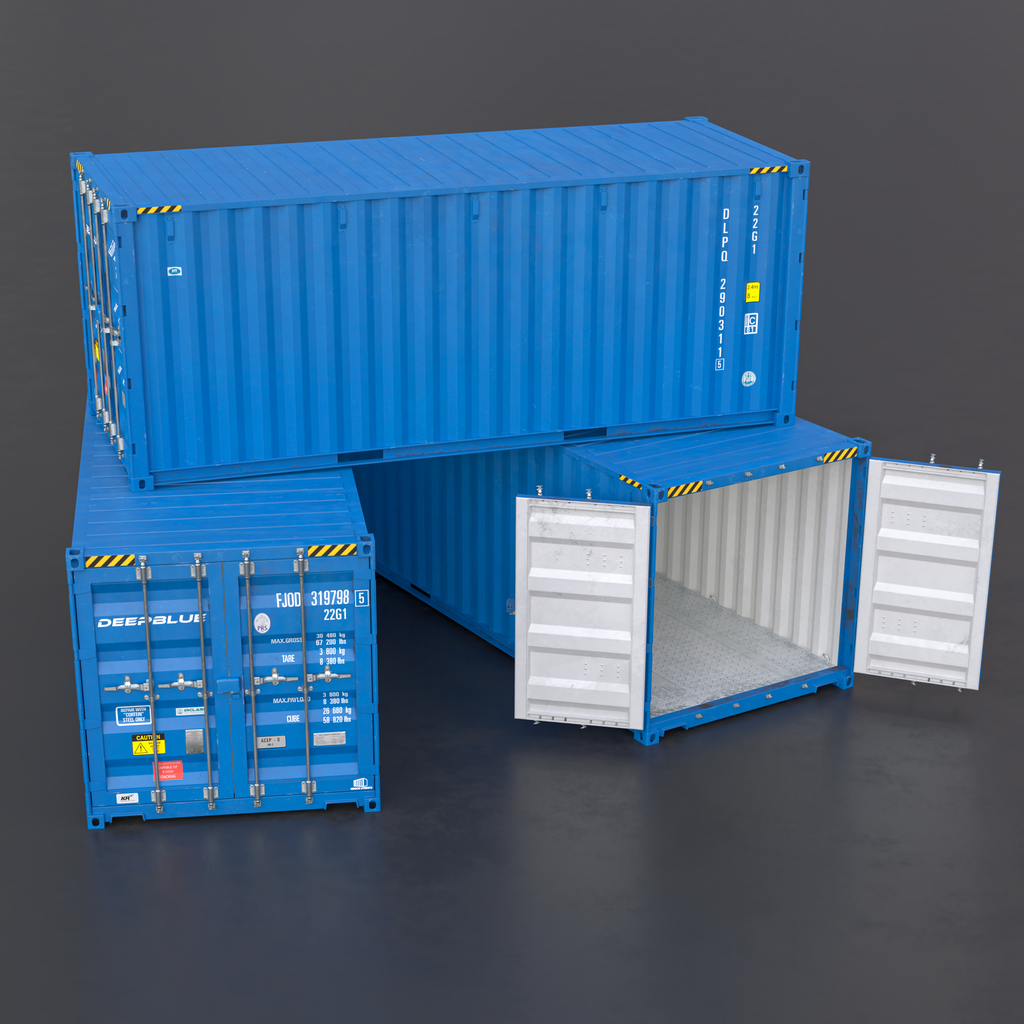 20ft Cargo Container(Blue) | Containers models | BlenderKit
