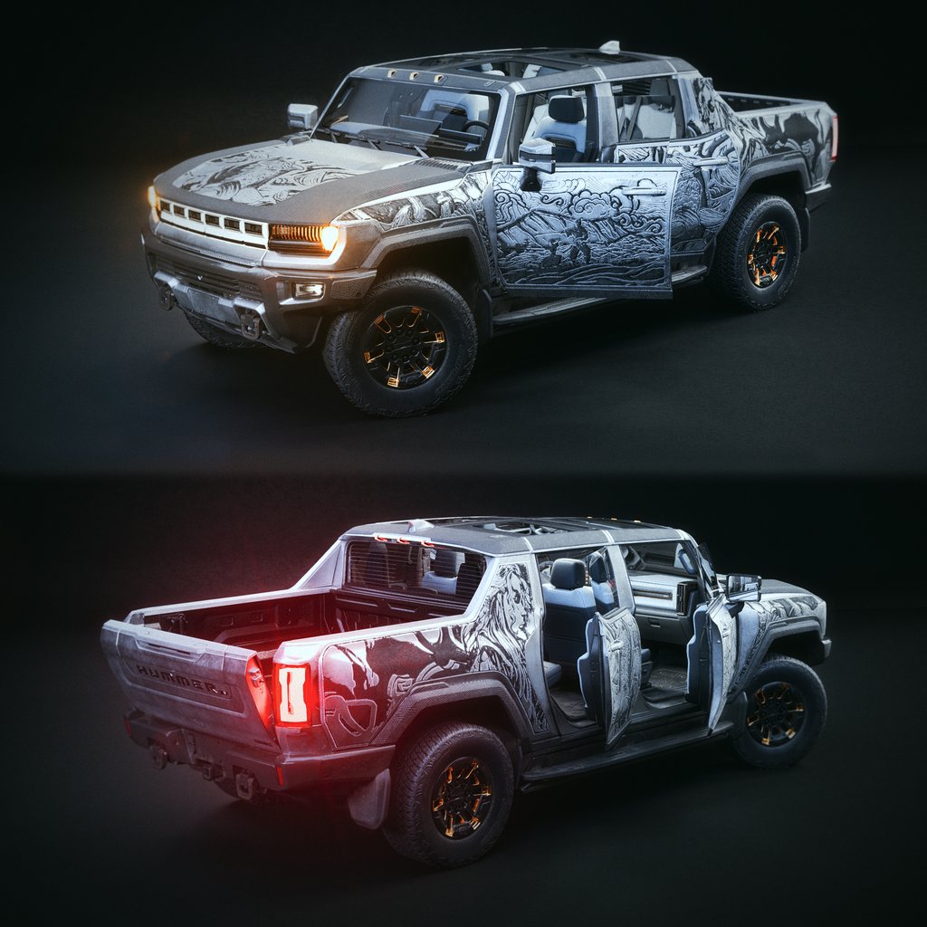 Hummer EV 2022 – Rigged 4K PBR Livery5 | Modern Cars models | BlenderKit