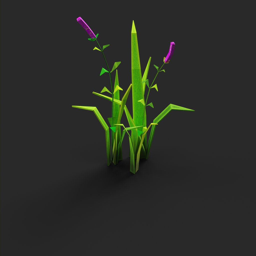BlenderKit | Download the FREE Low Poly Grass Mix 01 model