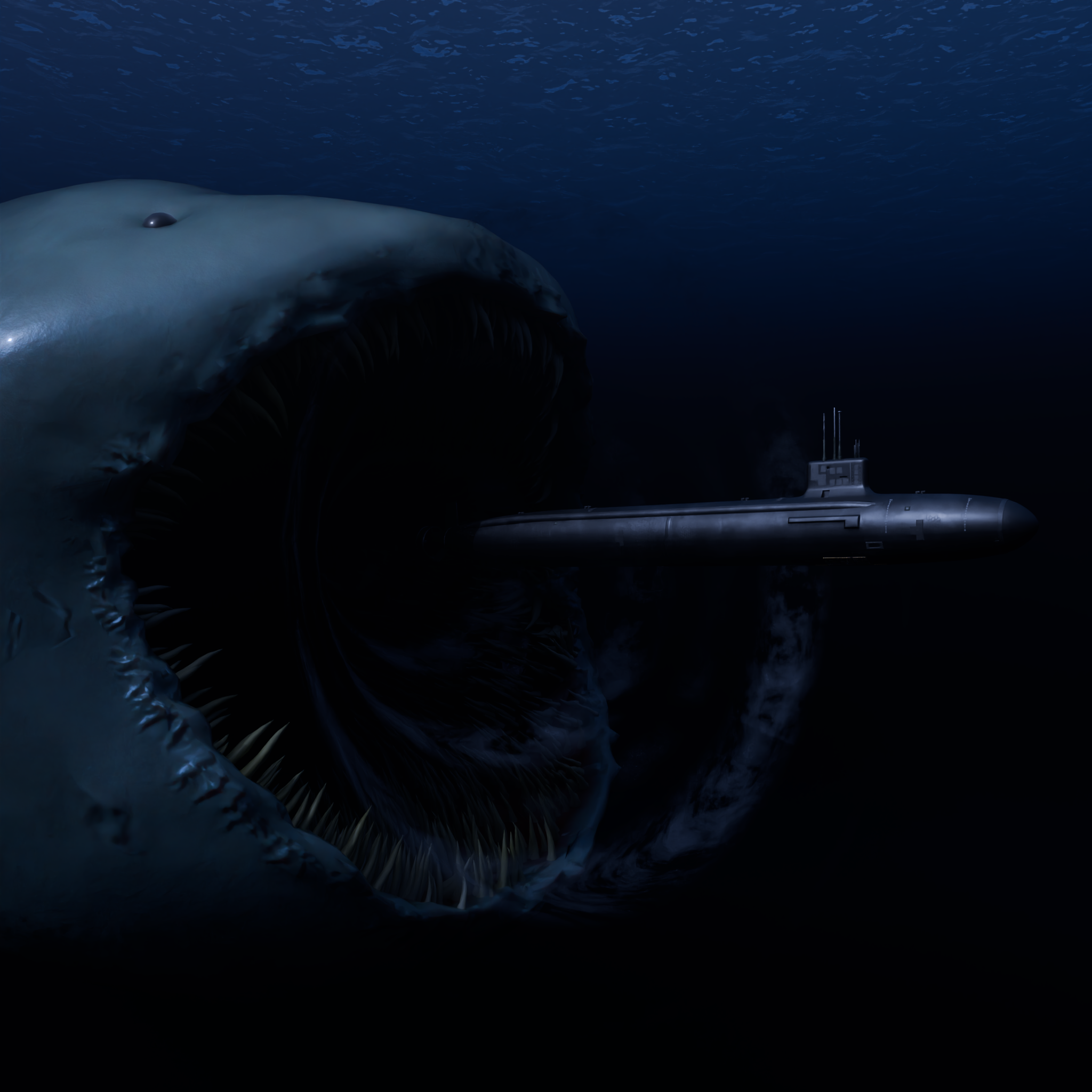 Monster Chasing Submerine - Animated | Underwater scenes | BlenderKit