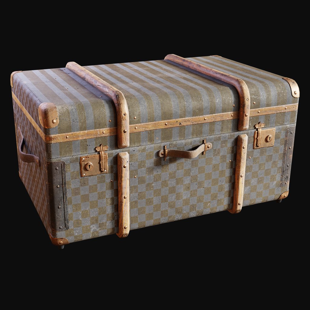 Luxury Steamer Trunk Checkered | Bags & Suitcases models | BlenderKit