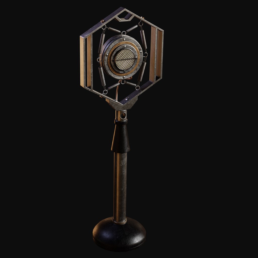 BlenderKit | Download the Art Deco Carbon Microphone model