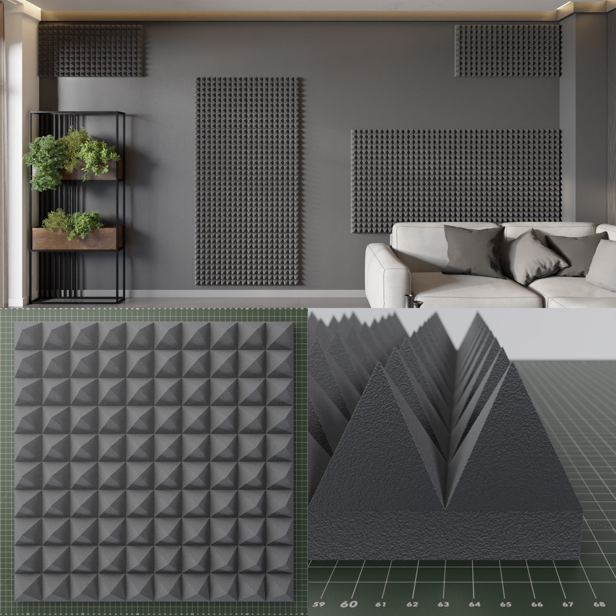 Acoustic Pyramid Panel | FREE Miscellaneous models | BlenderKit