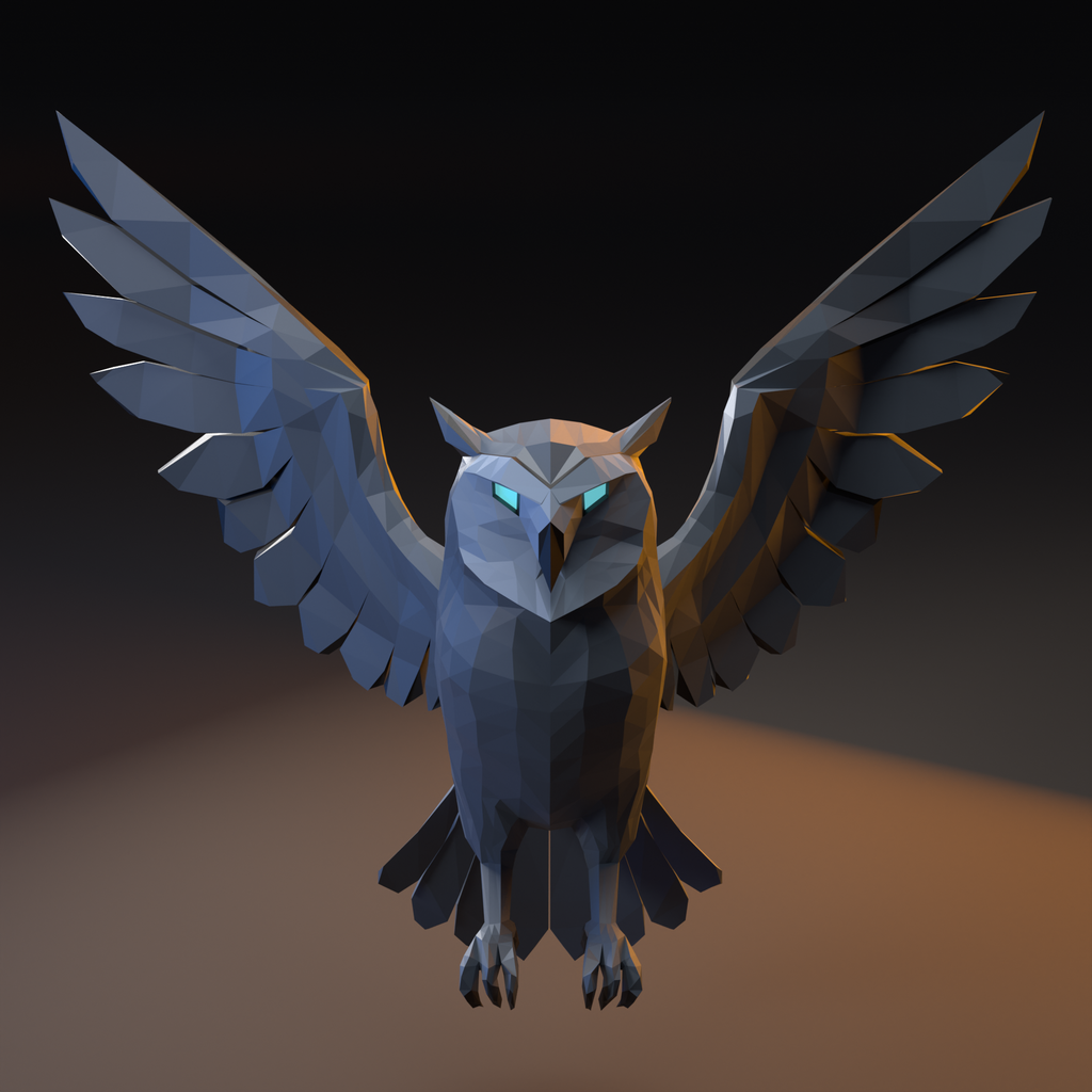 Low Poly Owl | Birds models | BlenderKit