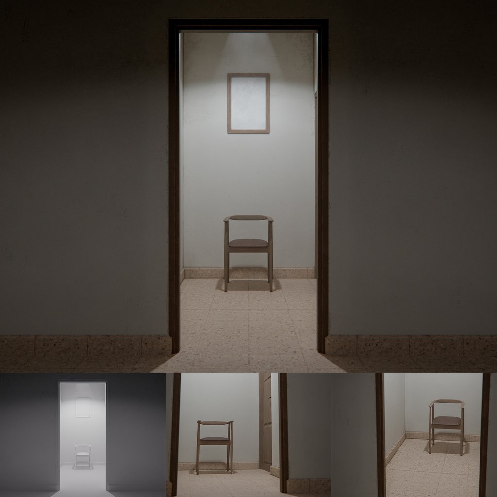 Chair Under Spotlight in Empty Room | Interior scenes | BlenderKit