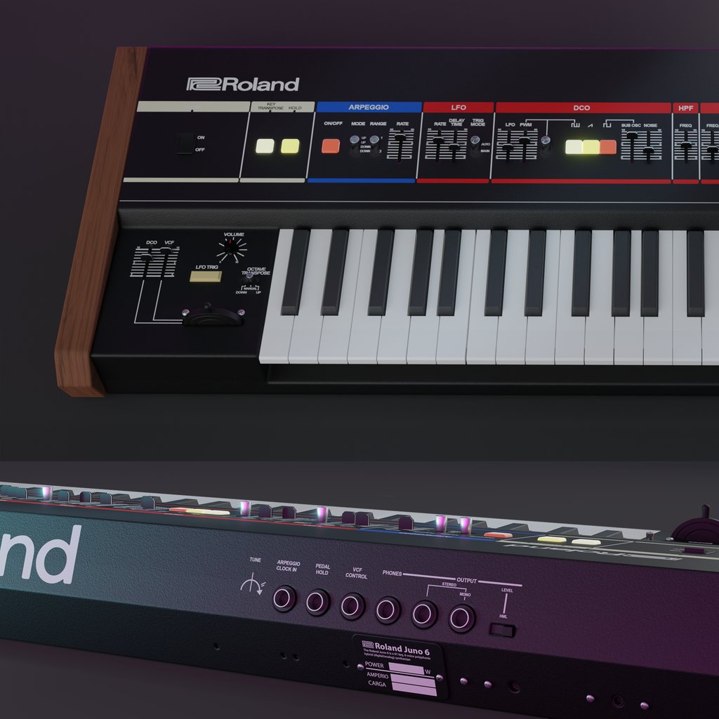 Piano ROland Juno Synthesizer | Audio Devices models | BlenderKit