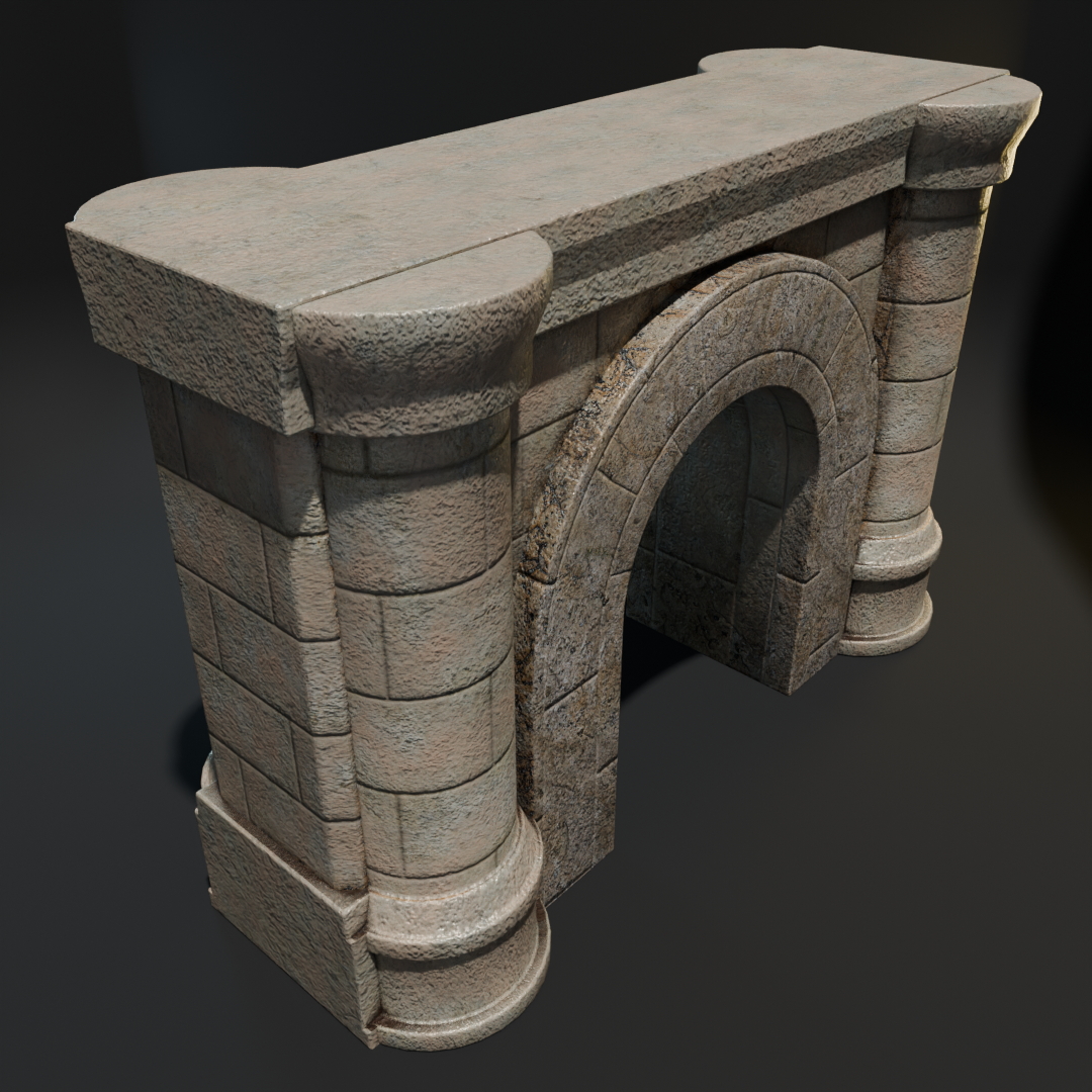 Stone Wall Section Round Arch | Stone Panels models | BlenderKit