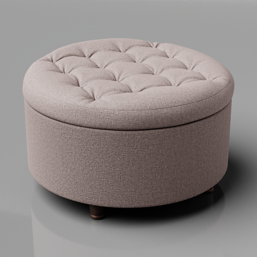 Upholstered round ottoman tufted stool | Tables models | BlenderKit