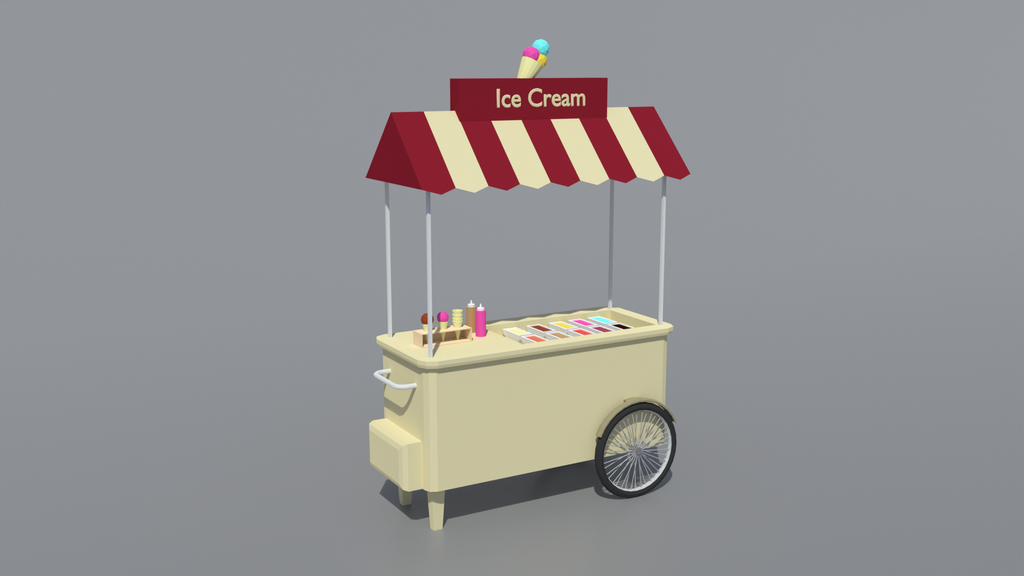 Low Poly Ice Cream Cart | Transport models | BlenderKit