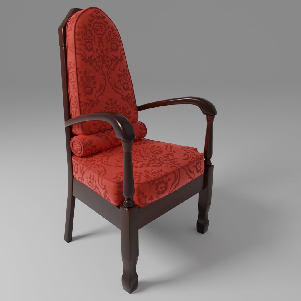 Red Victorian Chair | FREE Sitting Chairs models | BlenderKit