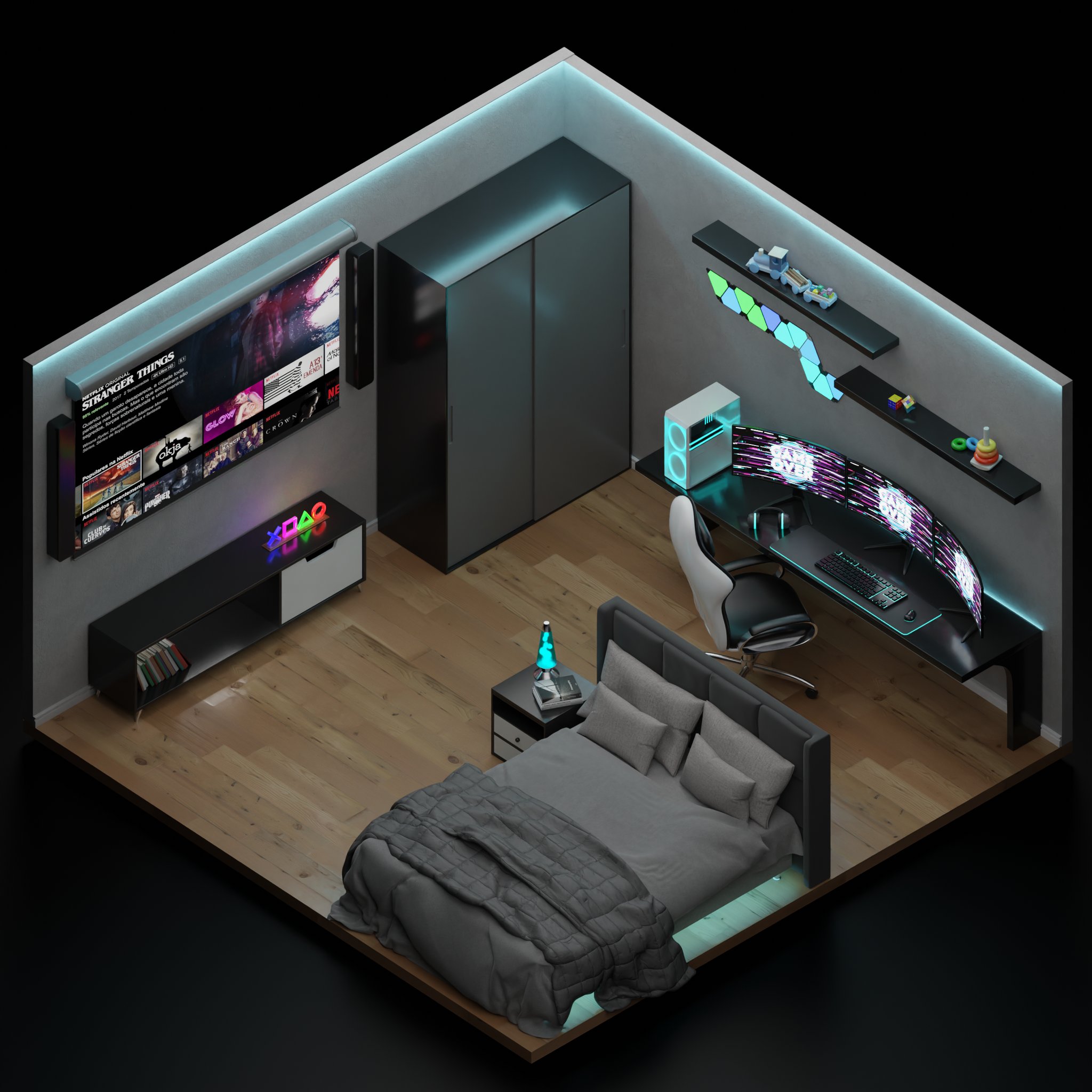 Gamer room | FREE Isometric scenes | BlenderKit