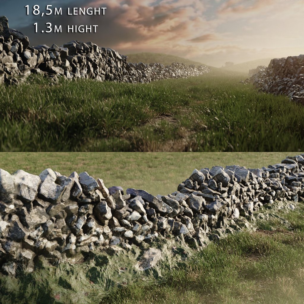 Stone fence | Environment Elements models | BlenderKit