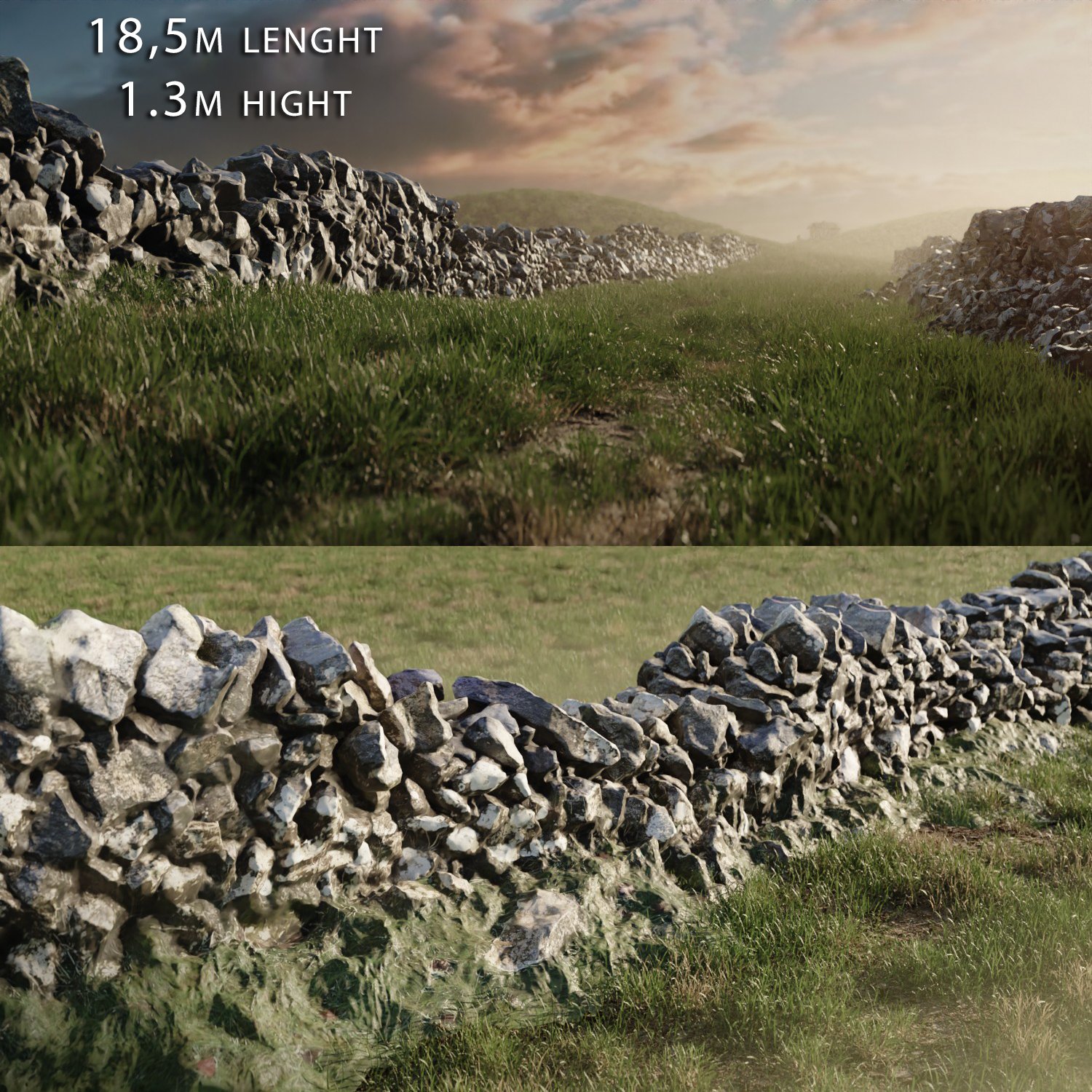 Stone fence | Environment Elements models | BlenderKit