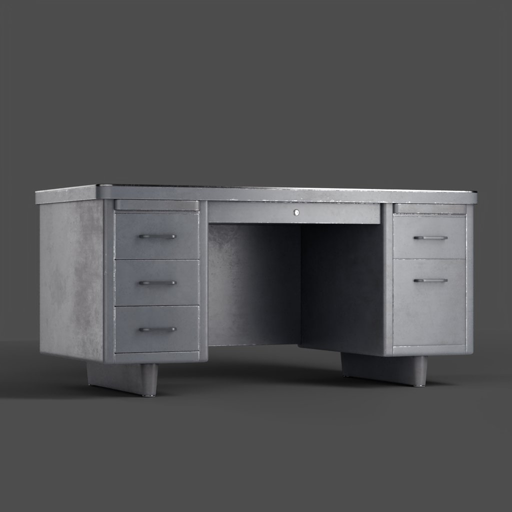 Metal Desk | Tables models | BlenderKit