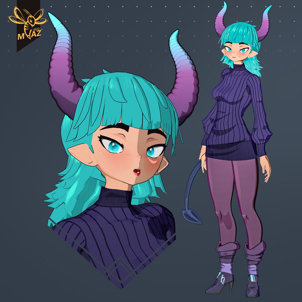 Stylized Fantasy Anime Girl Character | Monsters & Creatures models ...