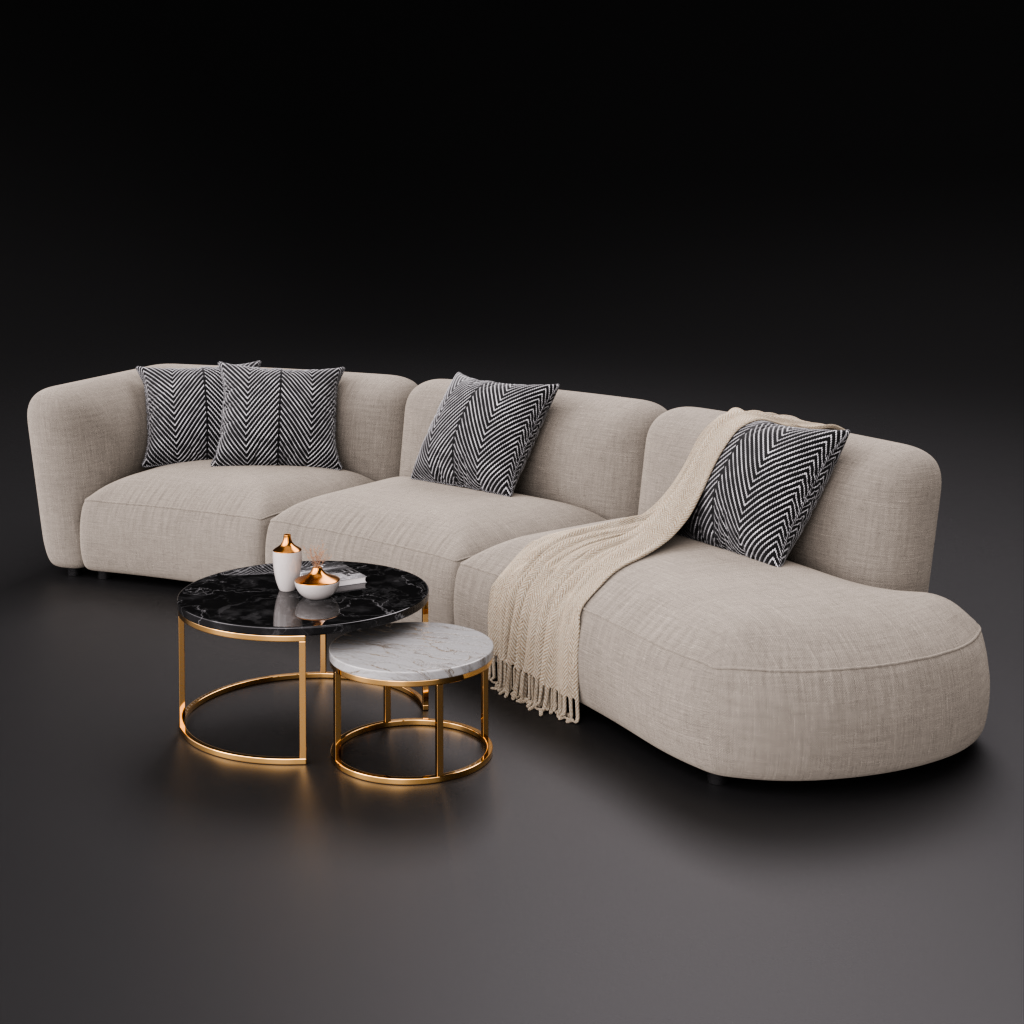 Sofa Curve 4 seater | Sofas models | BlenderKit