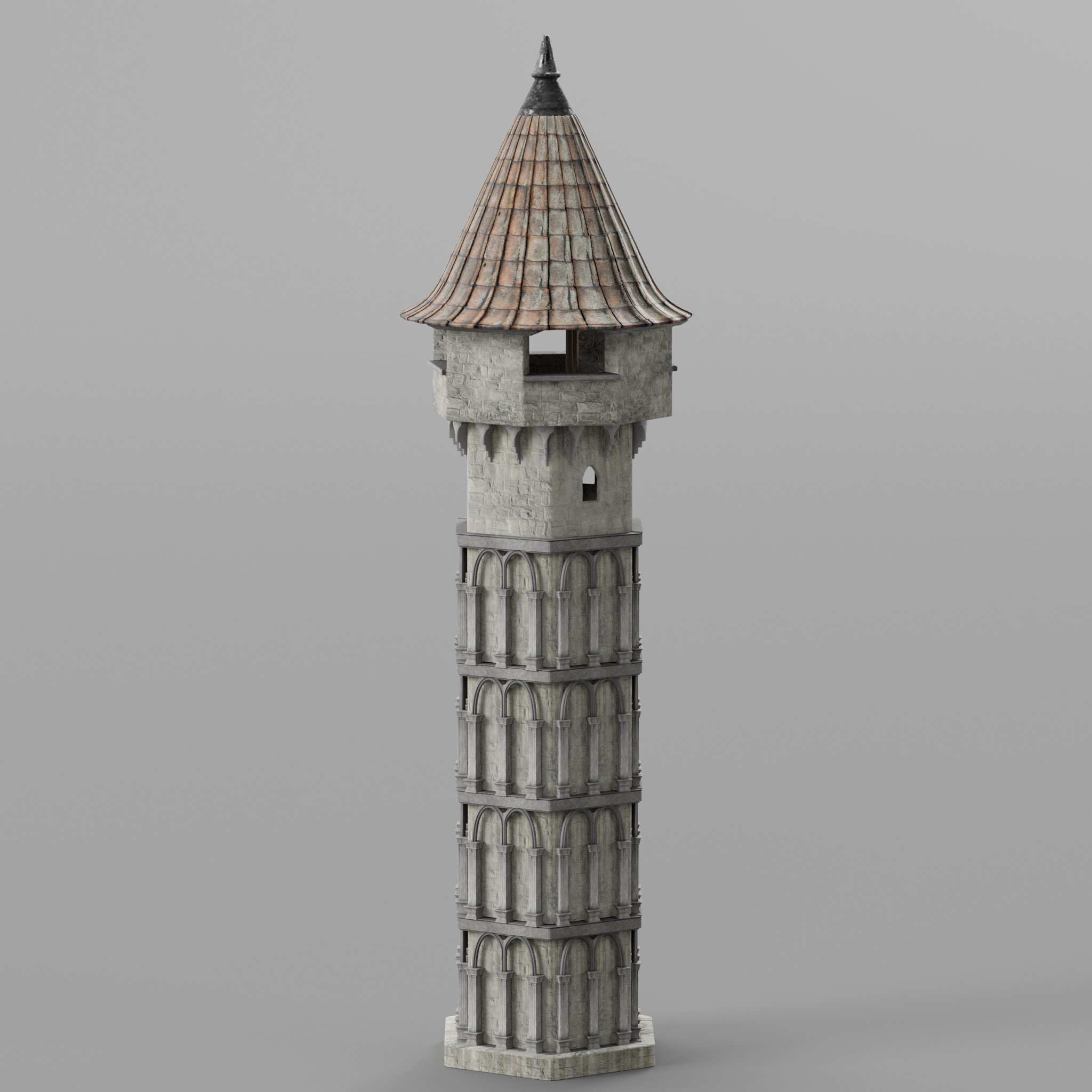 High Hexagonal Tower | Historic Buildings models | BlenderKit