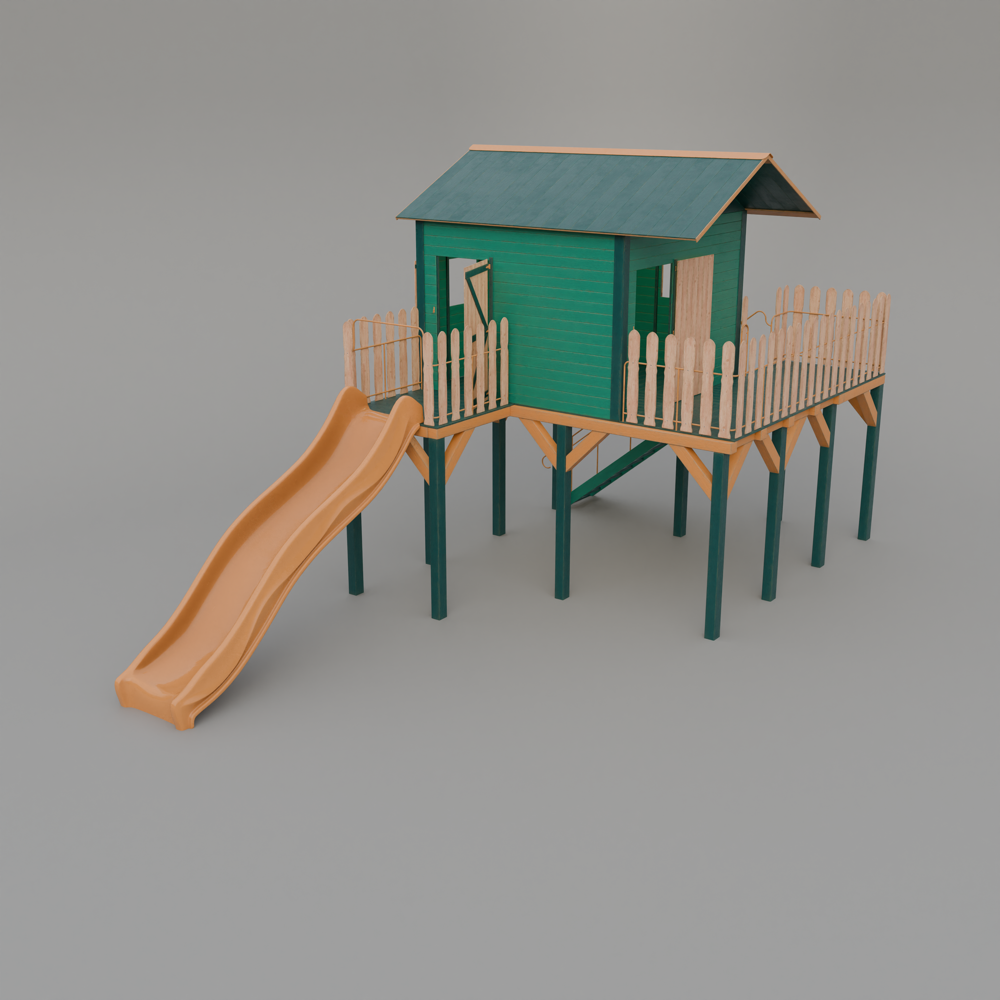 Playground House with Slide | FREE Playgrounds models | BlenderKit