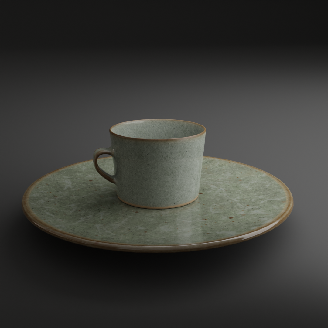 Cup saucer glazed | 3D Tableware set models | BlenderKit