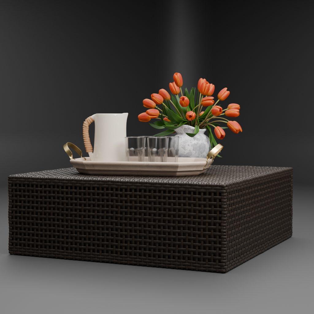 Rattan Coffee Table Decor Set | Decoration Sets models | BlenderKit