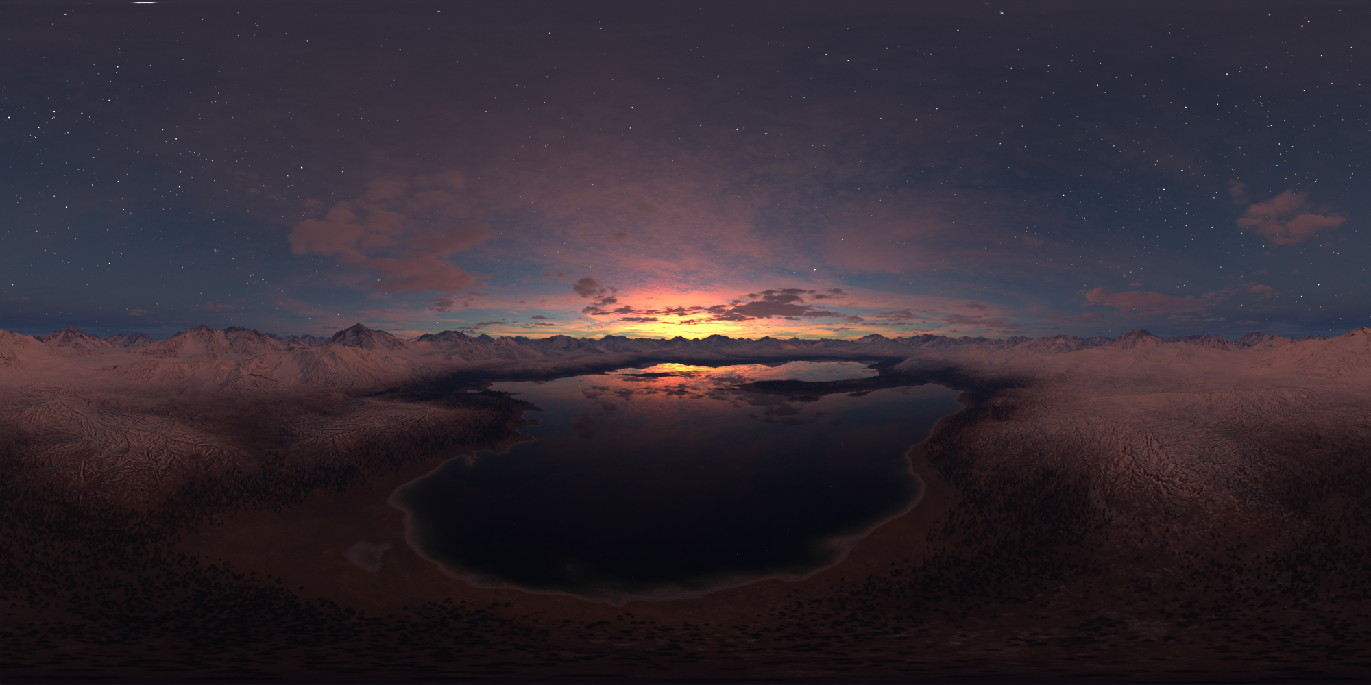Aerial Landscape Twilight Sky | Nighttime Environments HDRis | BlenderKit