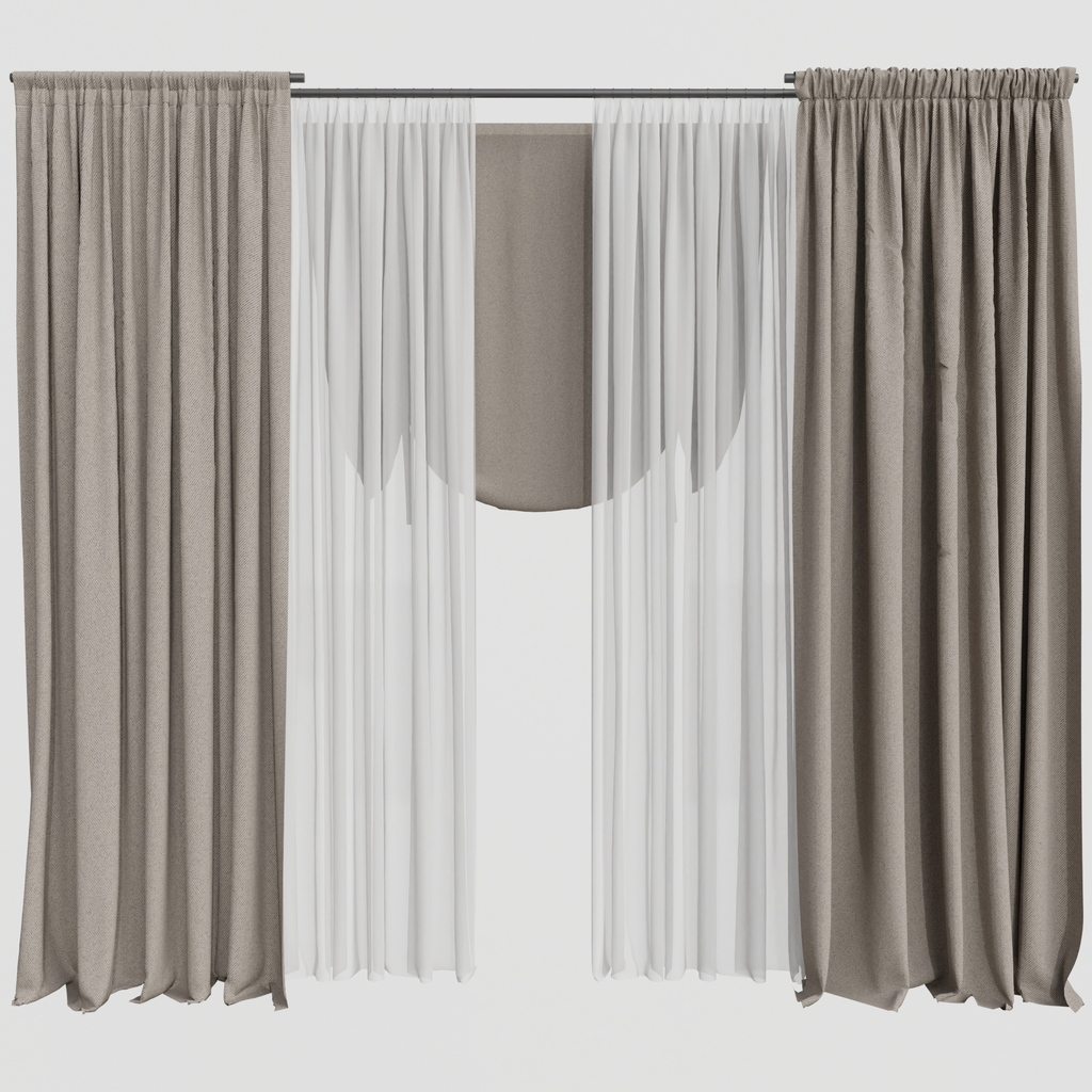 Silk and Cotton Curtain Set | Curtains models | BlenderKit