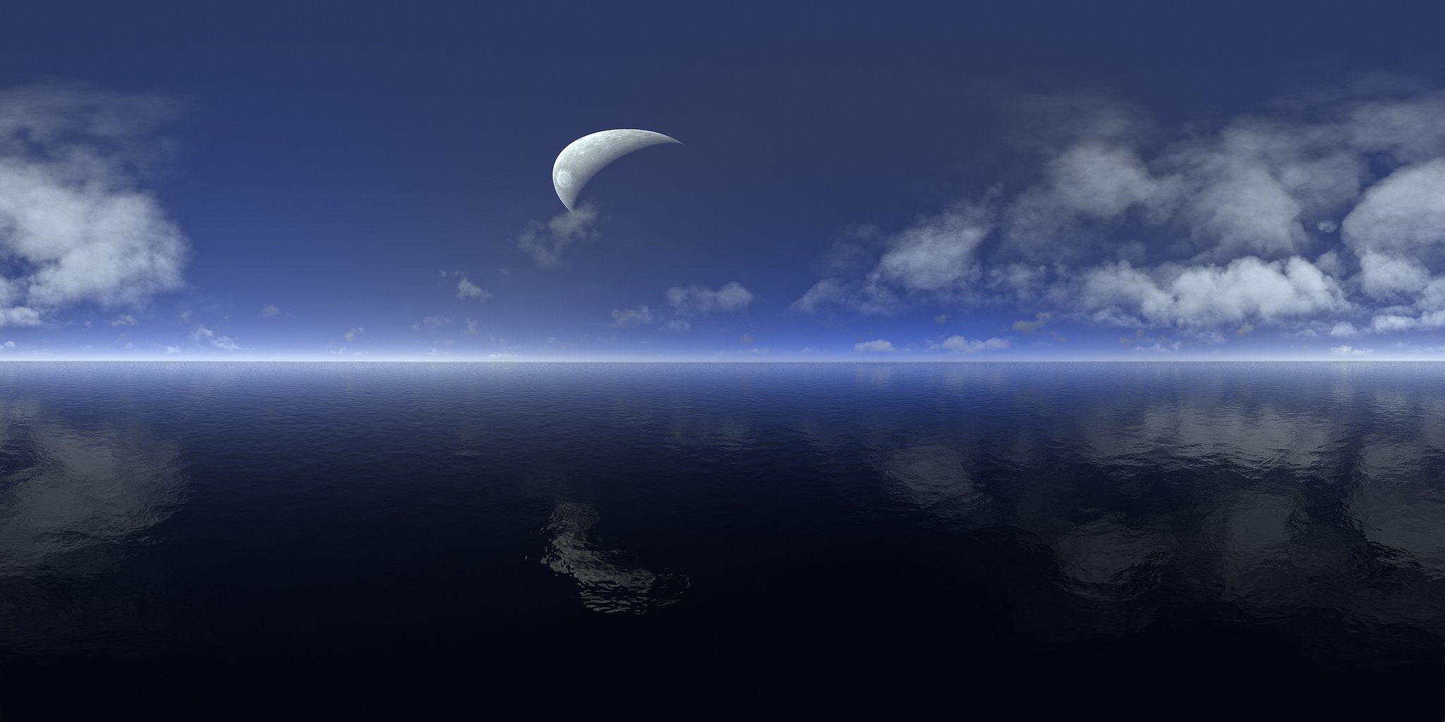 Big moon, cloudy sky | Nighttime Environments HDRis | BlenderKit