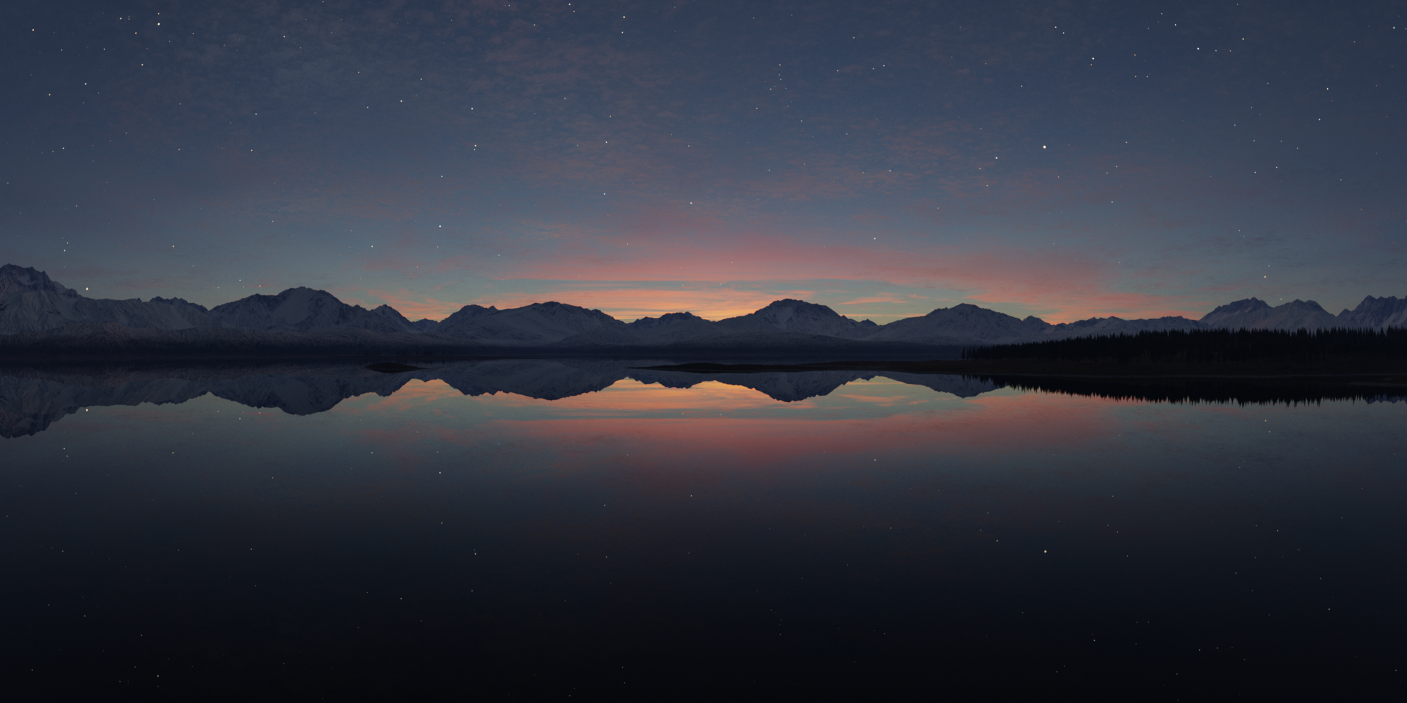 Lake Mountain Twilight Sunset Sky | Landscapes HDRis | BlenderKit