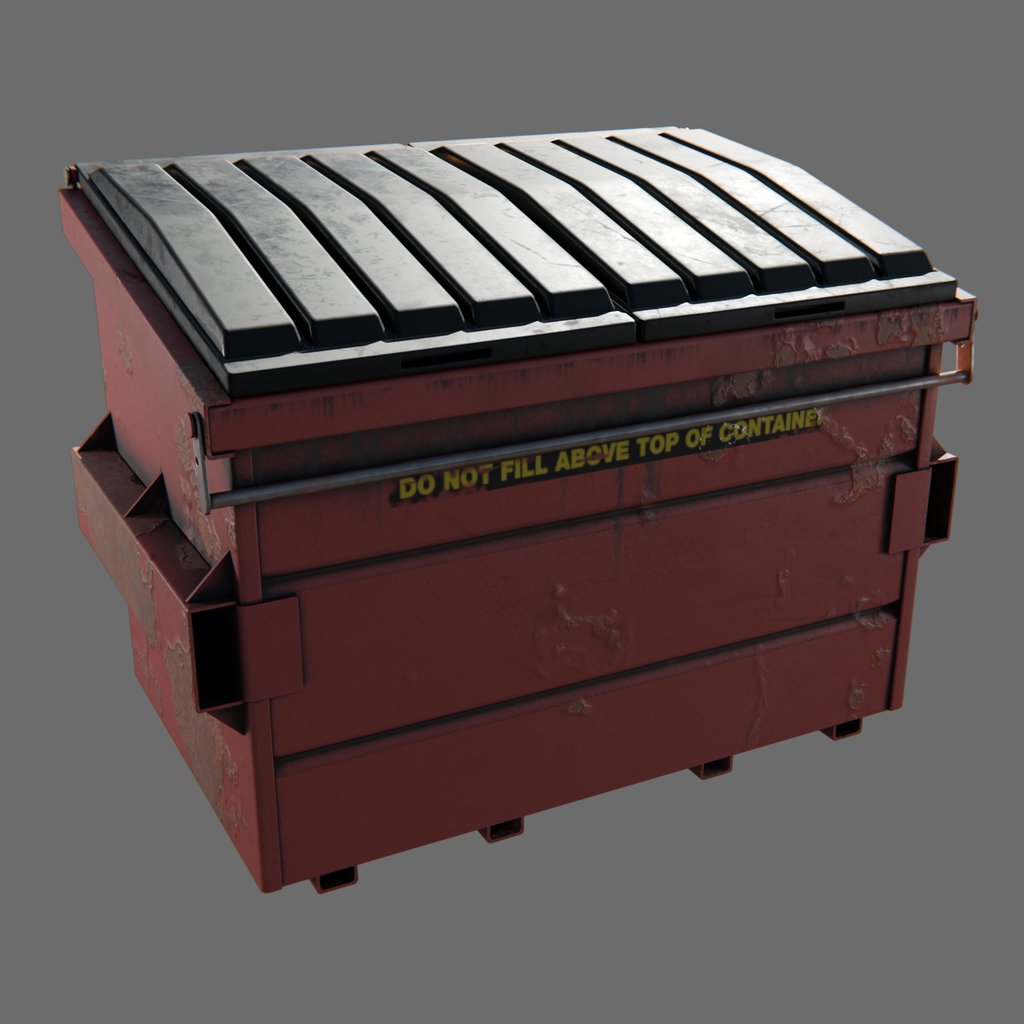 Red garbage bin | Urban Environment models | BlenderKit