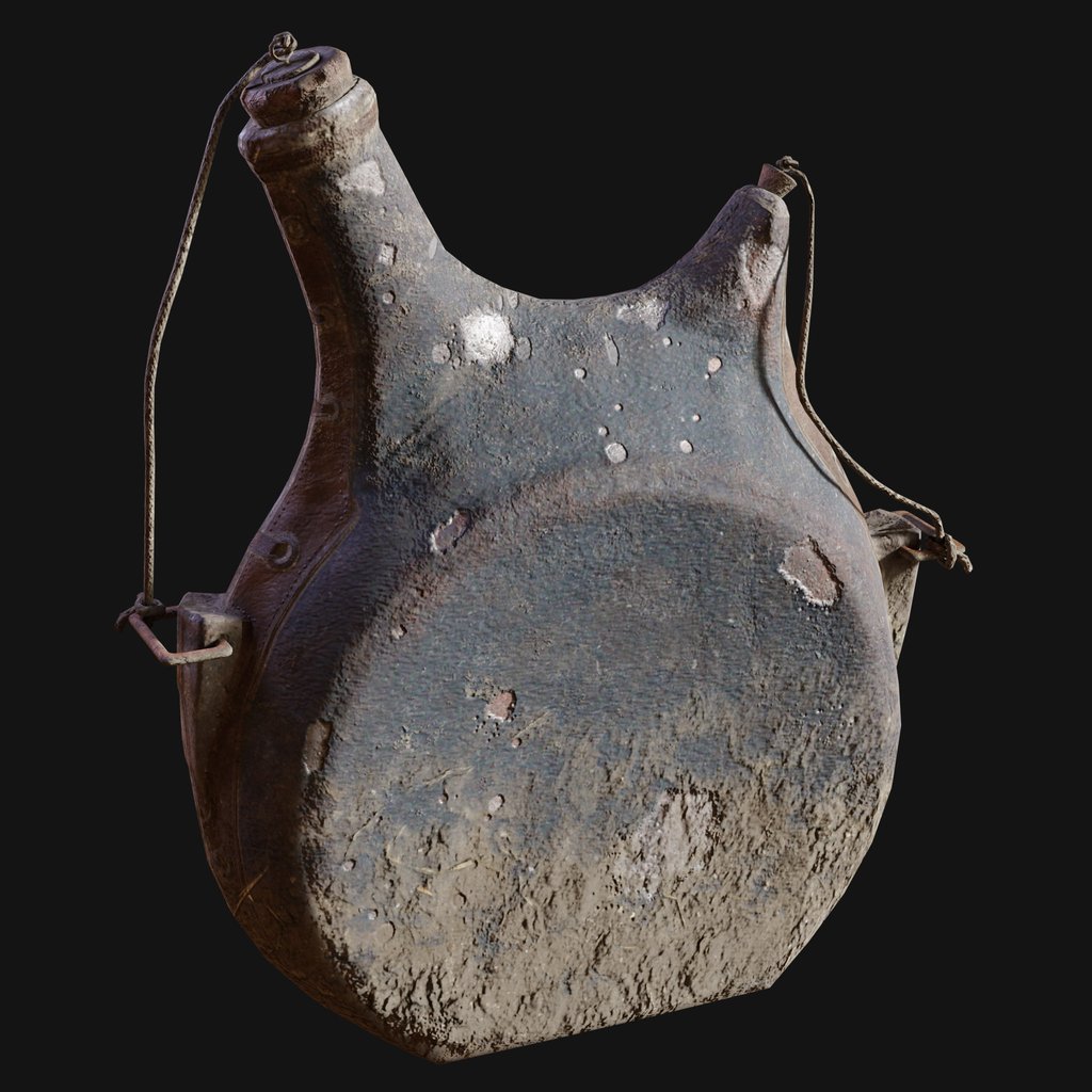 Abandoned Jacketed French WW1 Canteen | FREE Military models | BlenderKit