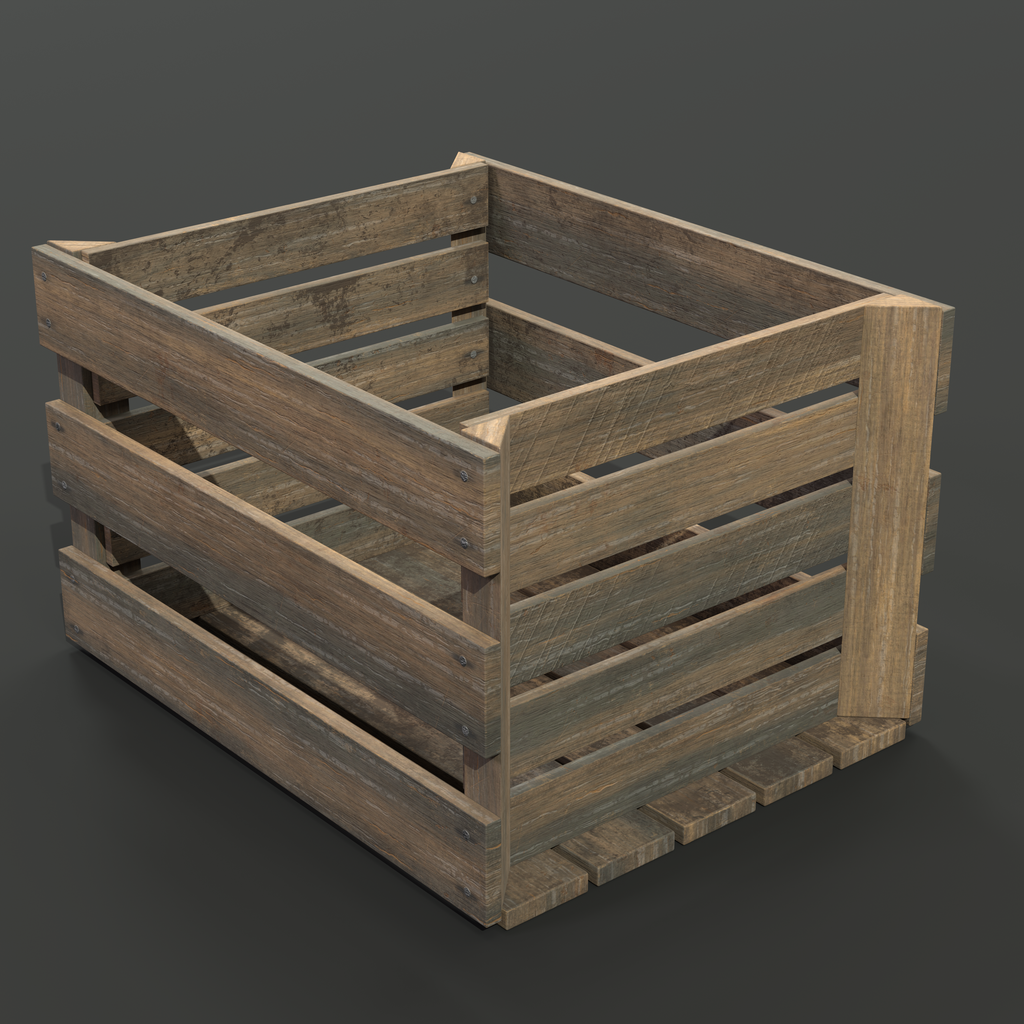 Wooden fruit box 3 | Containers models | BlenderKit
