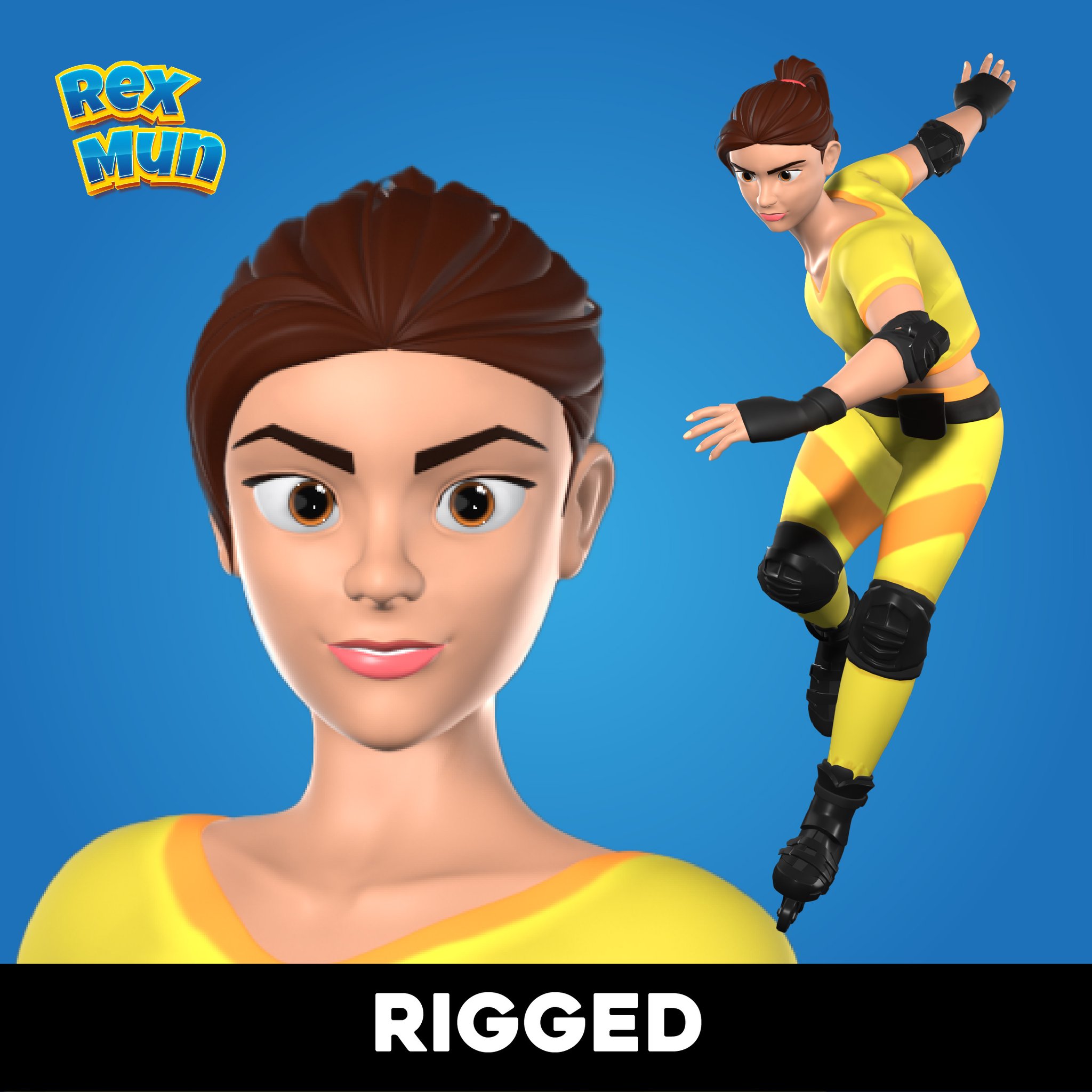 Skate Girld Character Rigged | Women models | BlenderKit