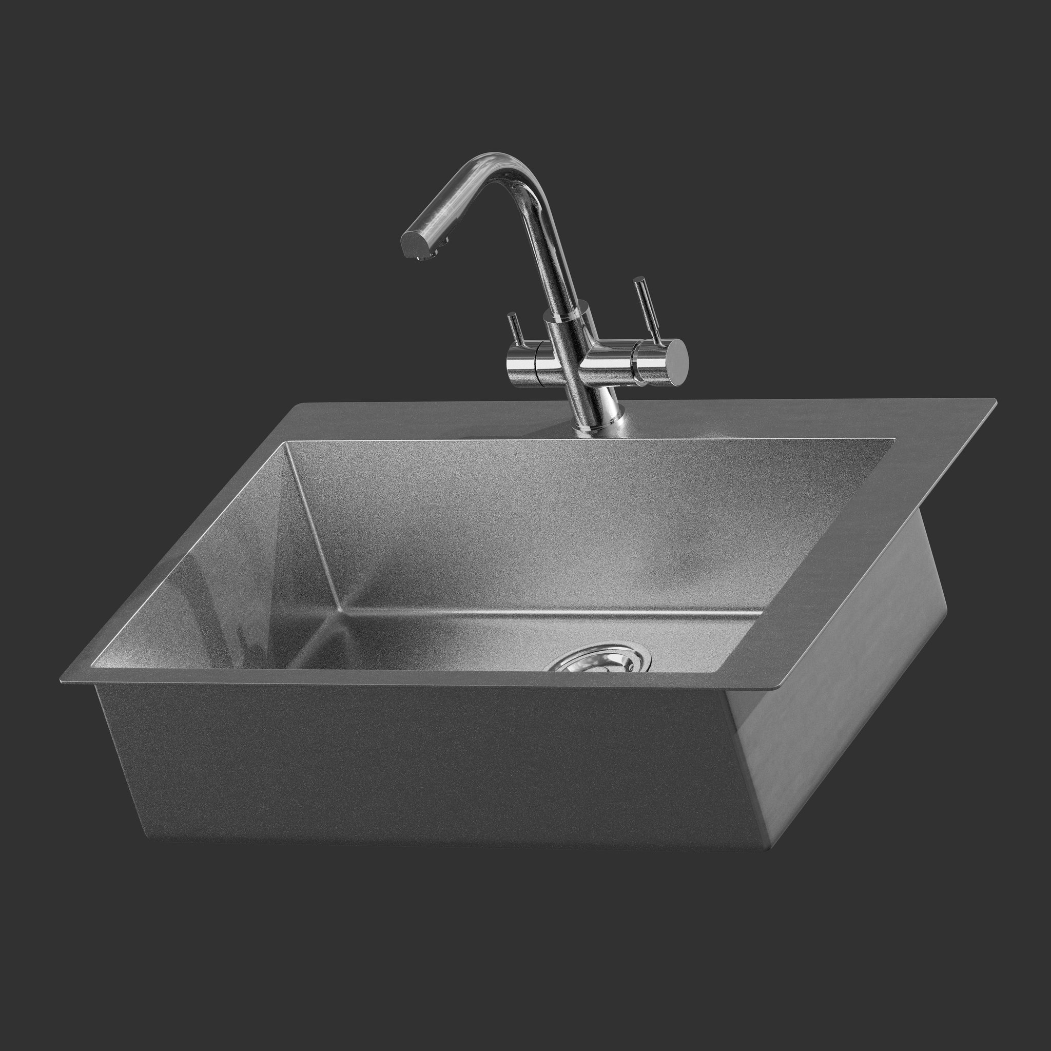 Sink S71 S711-F660 with Faucet | FREE Kitchen Sinks models | BlenderKit