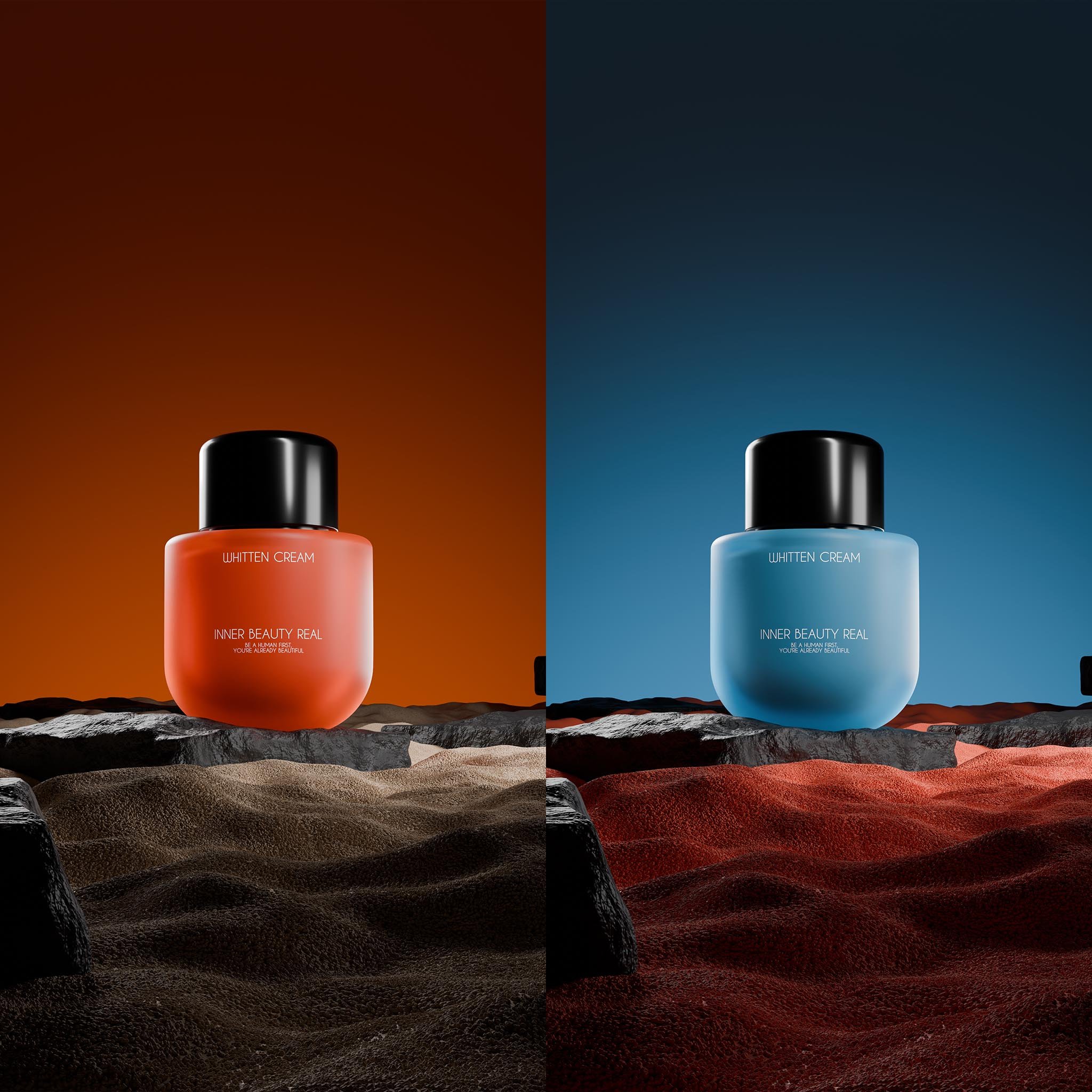 Dual Tone Cream Jar Mockup | FREE Mockup scenes | BlenderKit