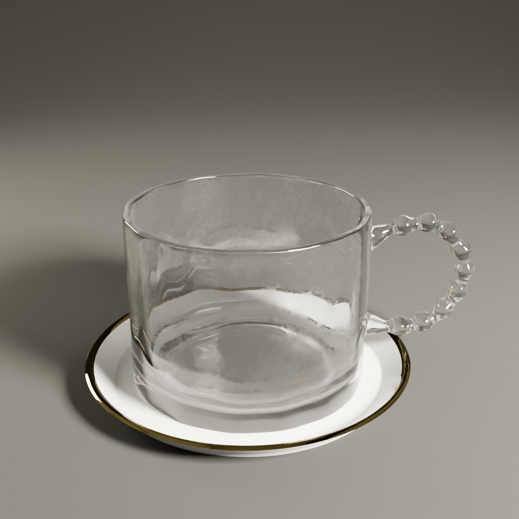 Glass and saucer | Tableware Sets models | BlenderKit