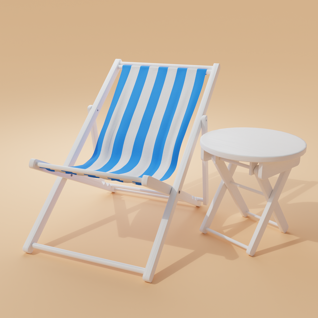 Blue Striped beach chair | FREE Outdoor Furniture models | BlenderKit
