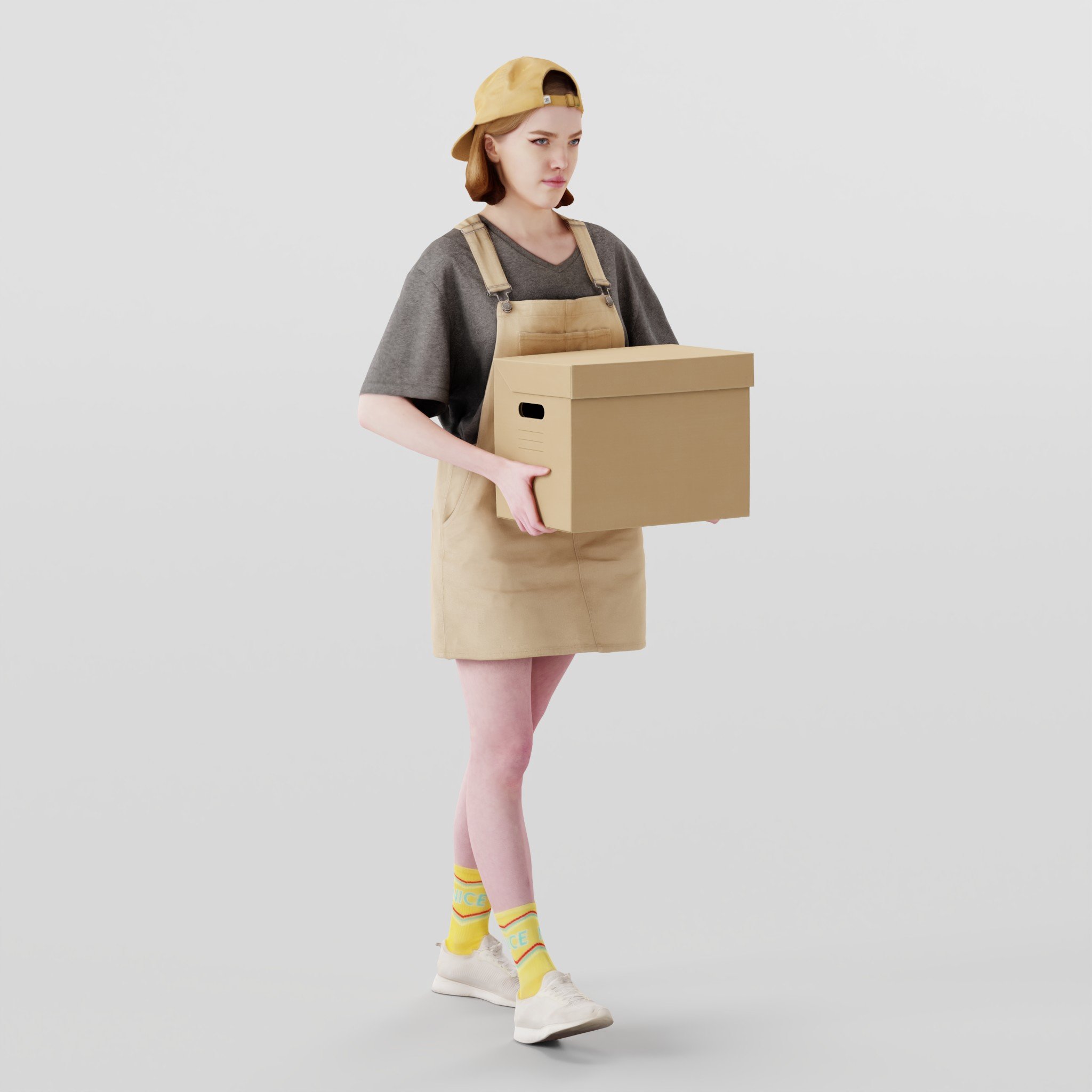 Girl with Box | Women models | BlenderKit