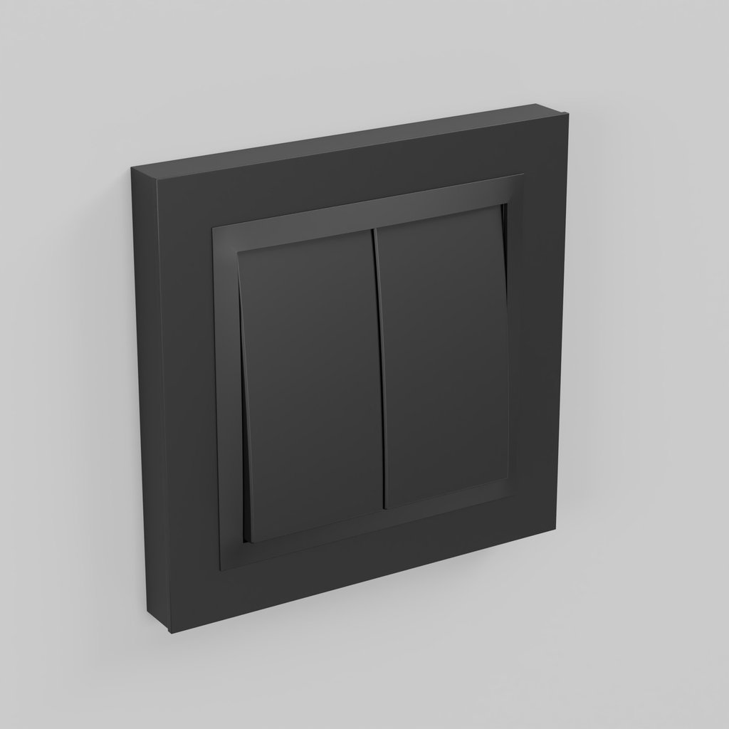 Double light switch black | FREE Interior Design models | BlenderKit