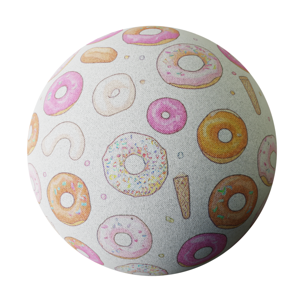 Donut Patterned Fabric | FREE fabric materials | BlenderKit